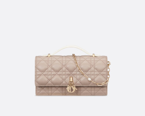 DIOR My Dior Top Handle Flap Bag Cannage Quilted Lambskin Mini Beige ...